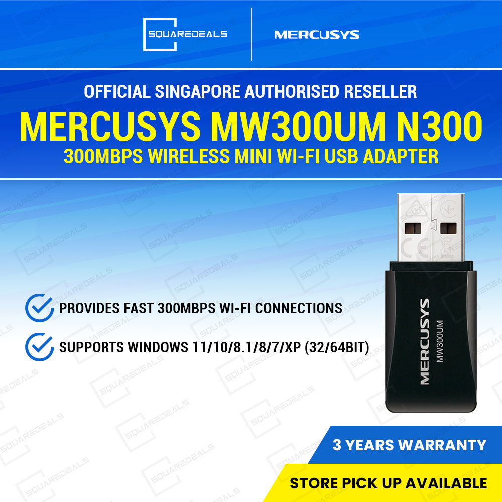Mercusys MW300UM N300 300Mbps Wireless Mini Wi-Fi USB Adapter — SquareDeals